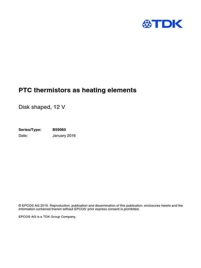 PTC Thermistors As Heating Elements: Disk Shaped, 12 V | PDF ...