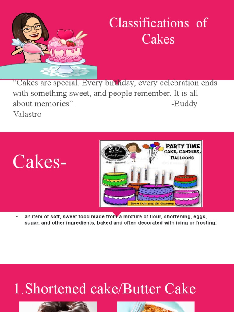 Classifications of Cakes | PDF | Cakes | Baking