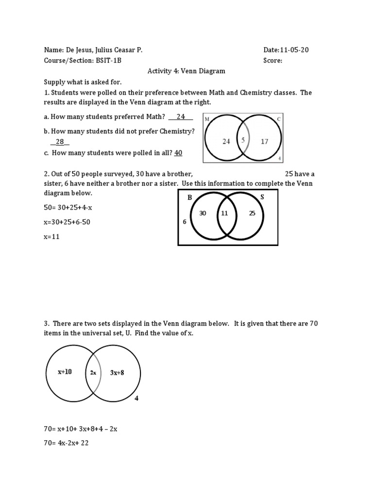 Julius Ceasar de Jesus Activity 3.2 Venn Diagram | PDF