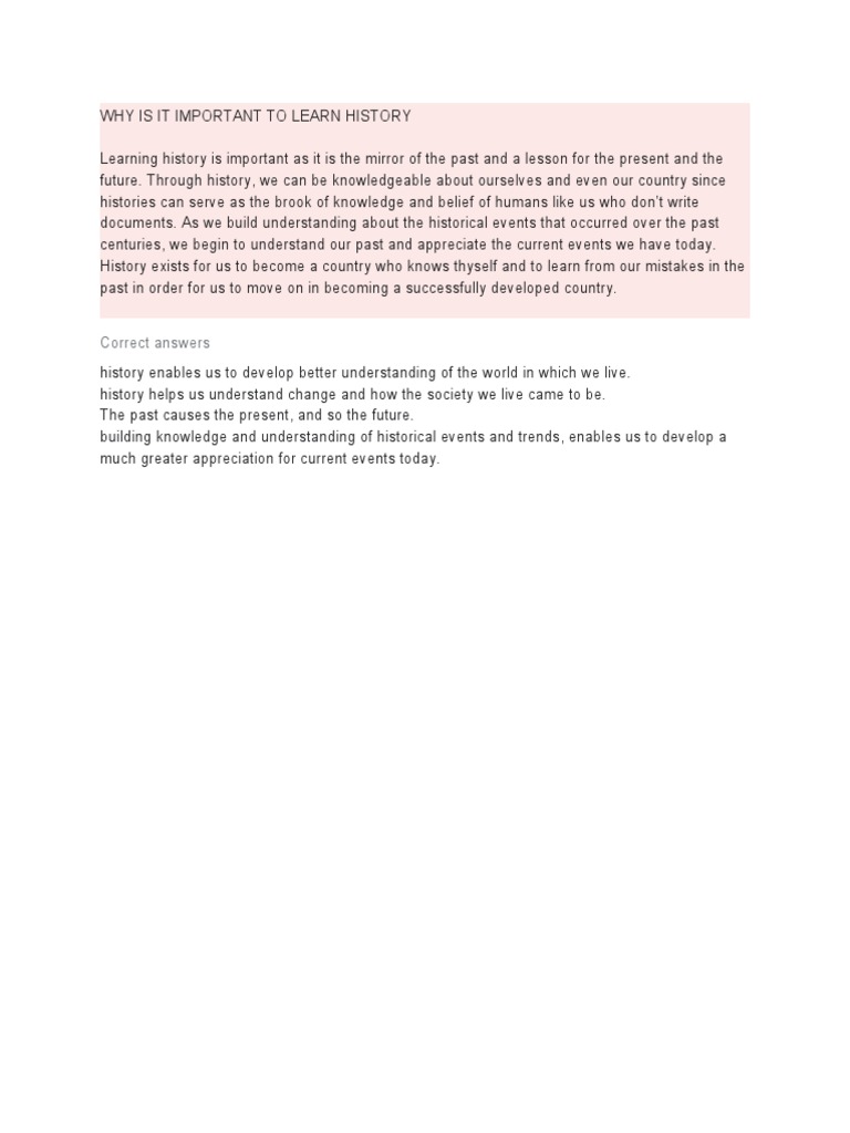 Why Is It Important To Learn History | PDF | Foreign Language Studies ...