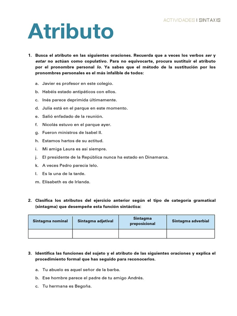 1 A. Atributo. Actividades Recopiladas | PDF | Verbo | Mecánica del ...