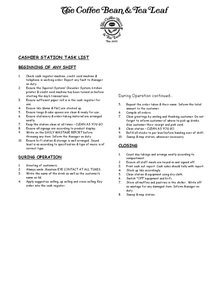 Cash Station Checklist | PDF | Business