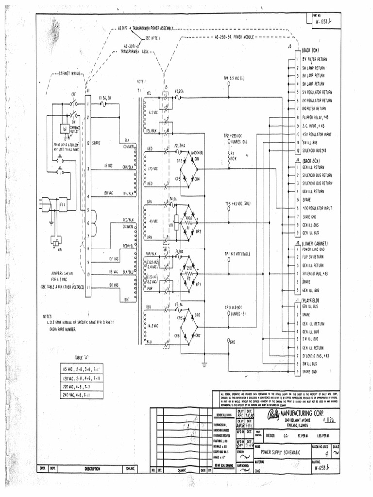 Bally 1981 Fathom Schematics | PDF
