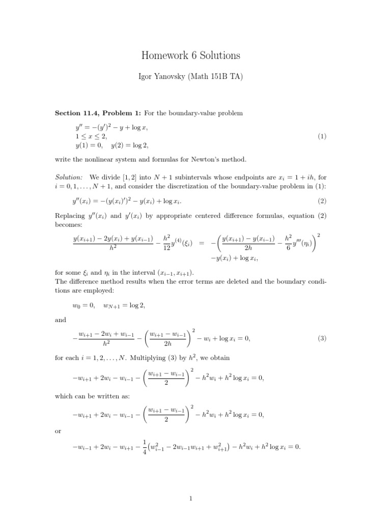 Homework 6 Solutions: Igor Yanovsky (Math 151B TA) | PDF
