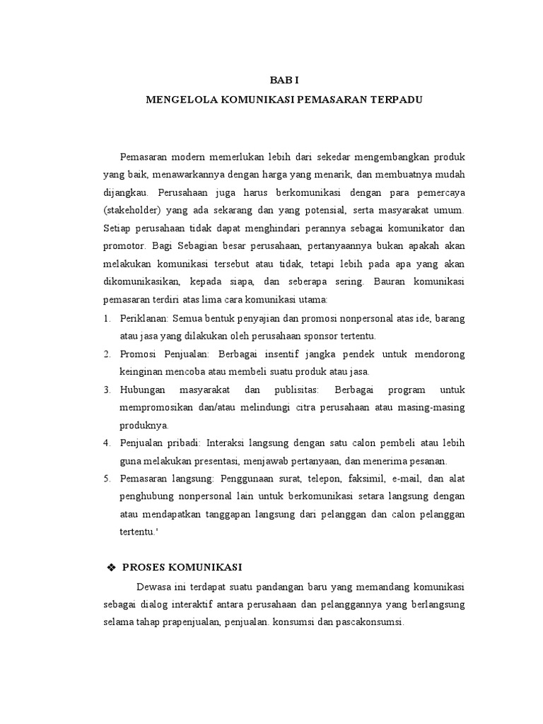 Bab 1 Strategi Komunikasi Pemasaran Terpadu Pdf