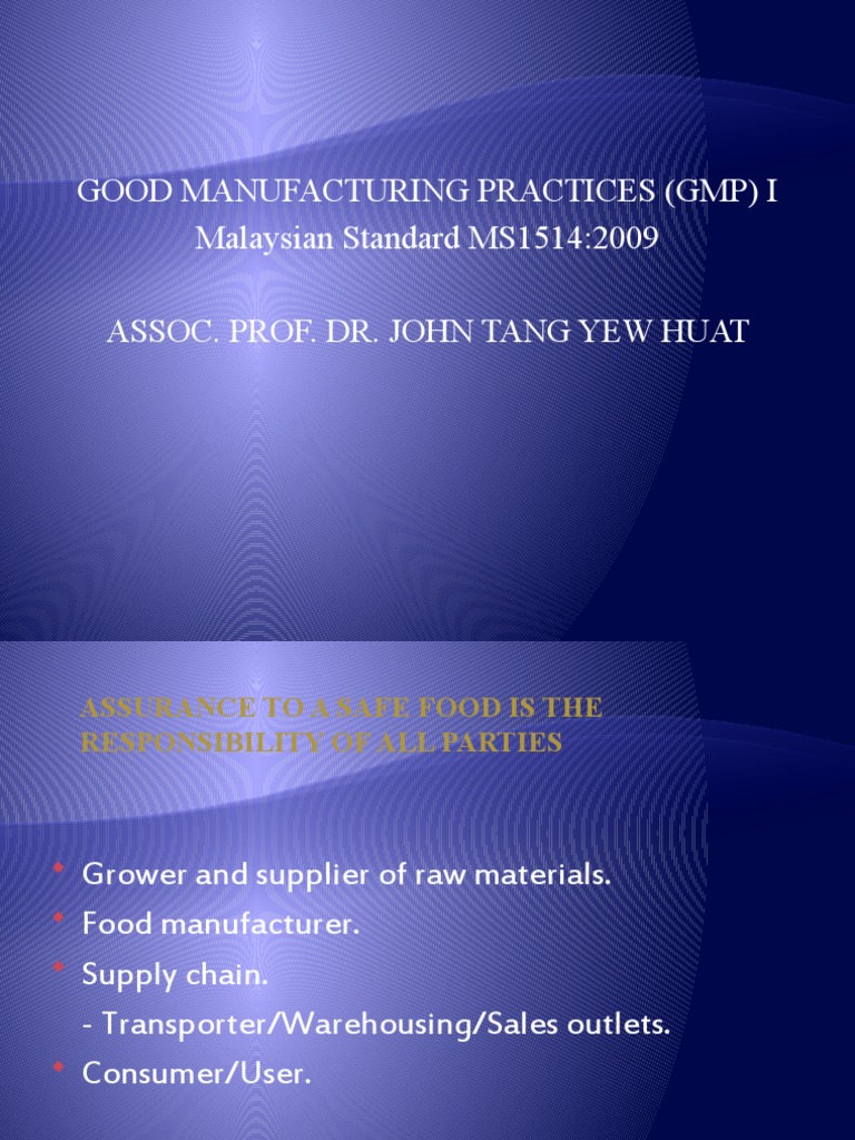 4 Good Manufacturing Practices I | PDF | Hygiene | Food Safety