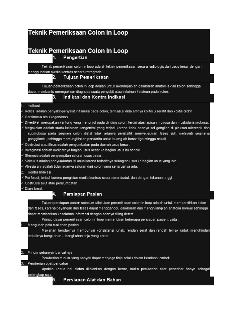 Teknik Pemeriksaan Colon in Loop | PDF