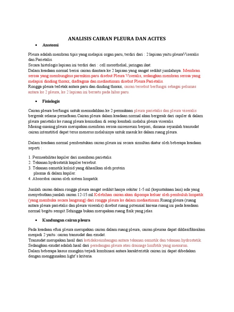 Analisis Cairan Pleura Dan Acites | PDF