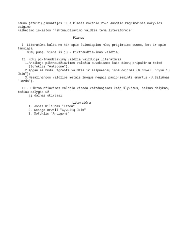 2021 2 9 Lietuviu Kontrolinis Ir Kalbejimo Planas | PDF