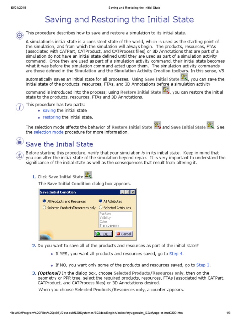 Saving and Restoring The Initial State | PDF | Simulation | Computer Science