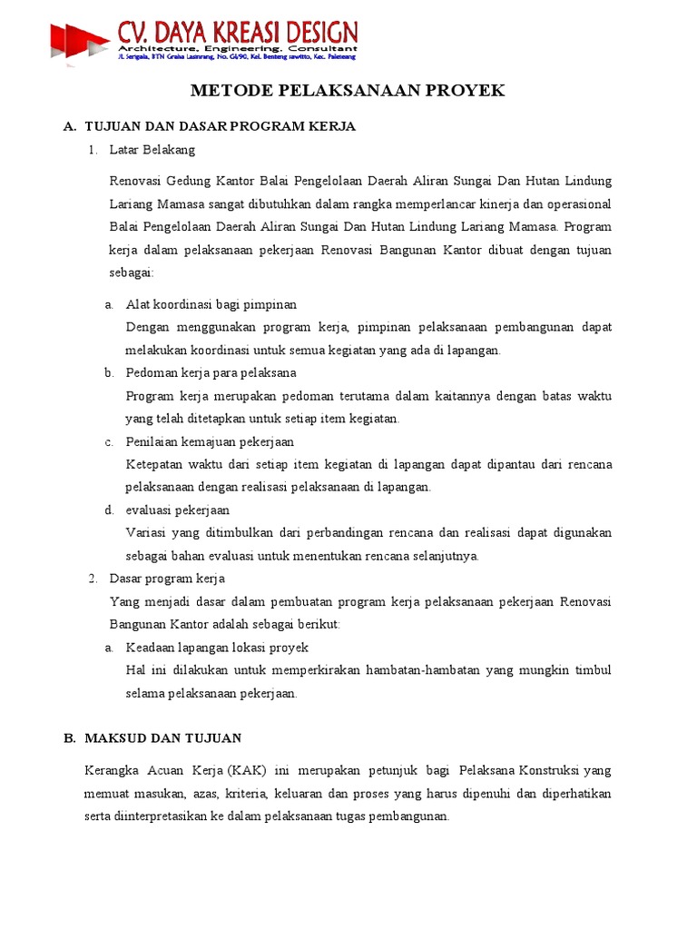 Metode Pelaksanaan Proyek | PDF