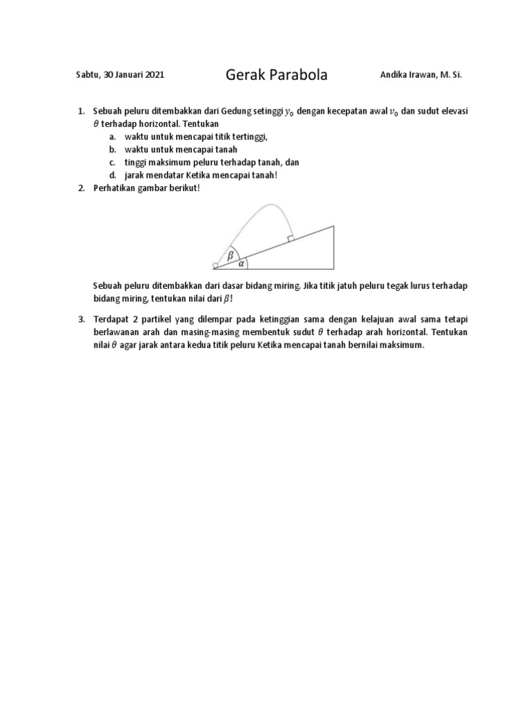 Soal Gerak Parabola 30012021 | PDF
