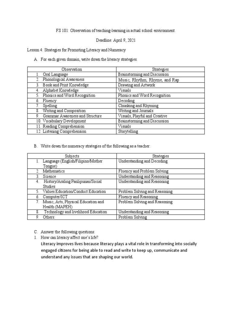 FS 101 Lesson 4-Lesson 5 | PDF | Literacy | Phonics
