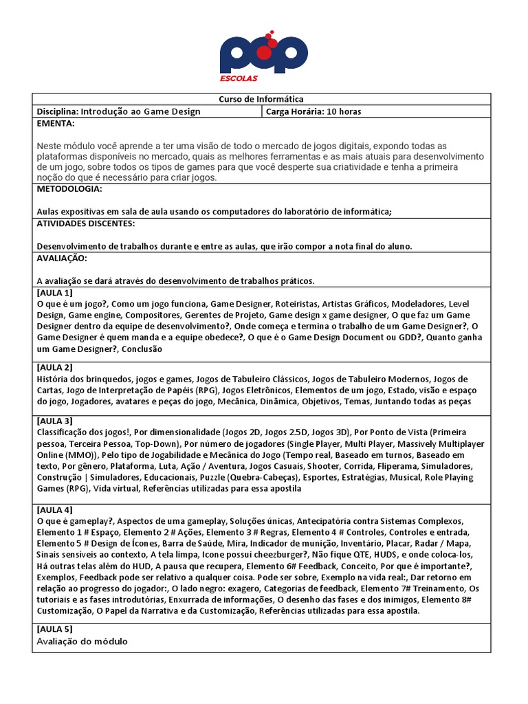 01 - Introdução Ao Game Design | PDF | Videogames | Esboço