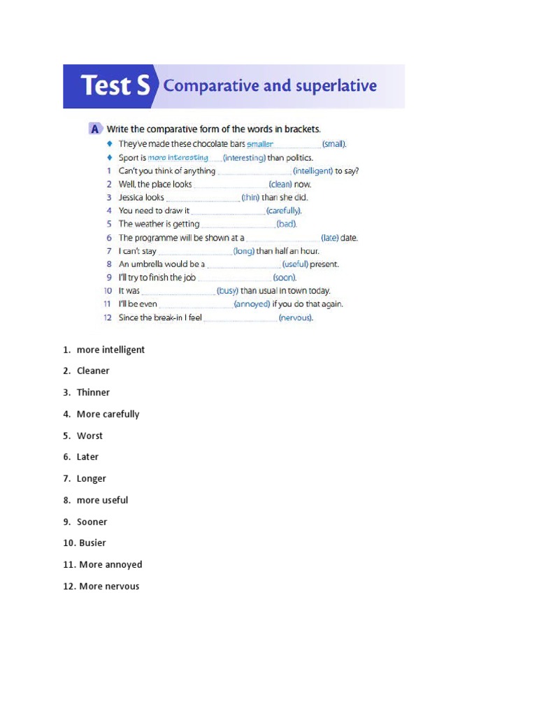 Comparative Dan Superlative Worksheet | PDF