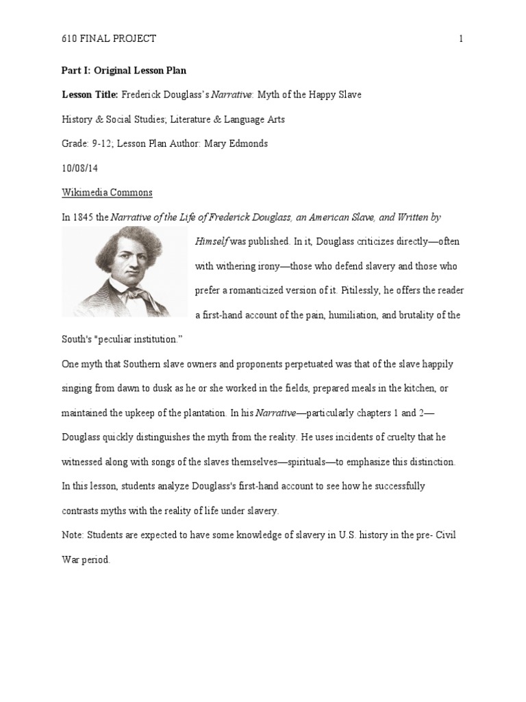 Frederick Douglass Lesson 610 Final Project MeyerS | PDF | Rhetoric ...