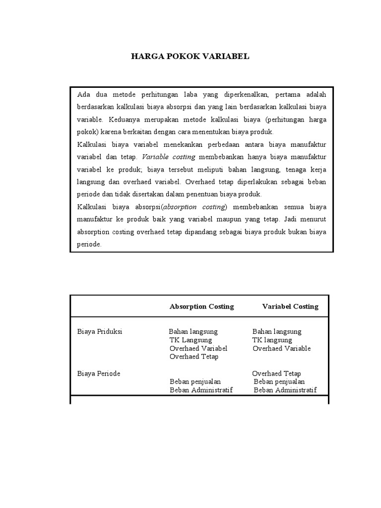 BAB IV Variabel Costing | PDF
