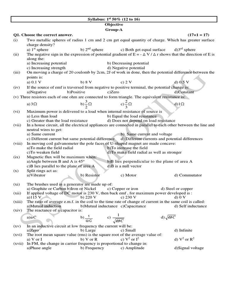 Physics (2nd Year) 1ST HALF BOOK CC | PDF | Inductor | Inductance