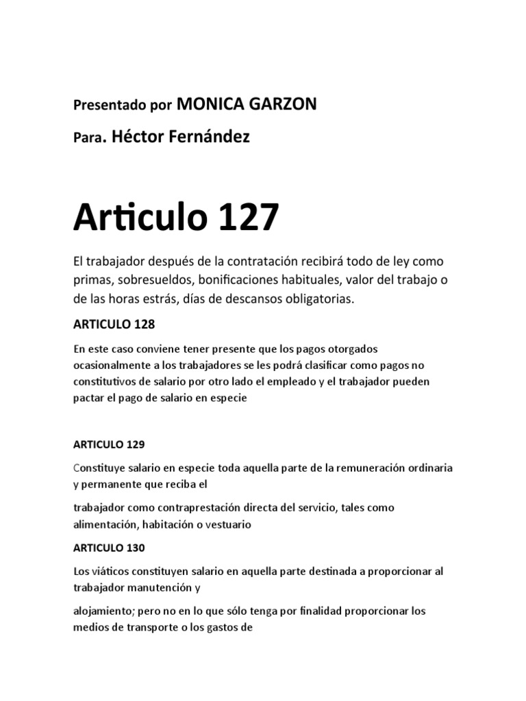 Articulo 127 | PDF | Sueldos y salarios | Salario