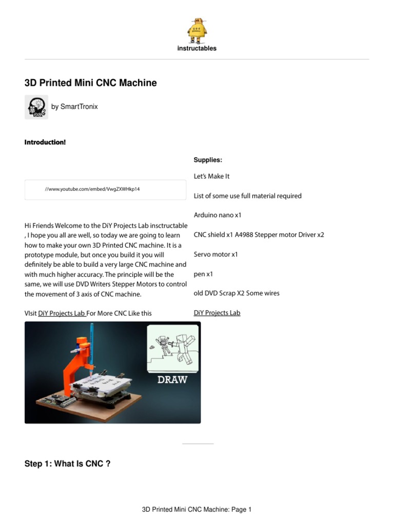 3D Printed Mini CNC Machine Guide | PDF | Numerical Control | Electric ...