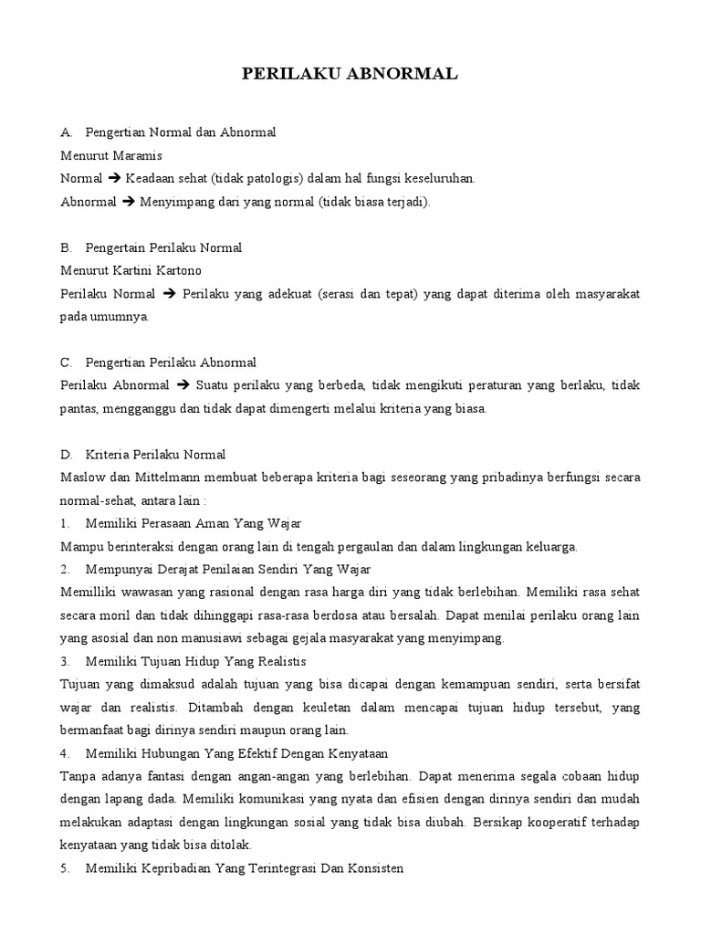 Perilaku Abnormal | PDF