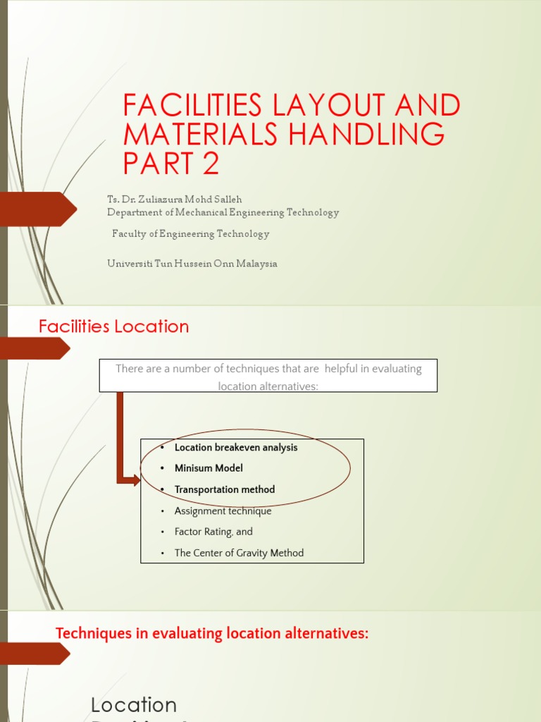 Chap 2 - Facilities Layout and Materials Handling - Part 2 | PDF ...