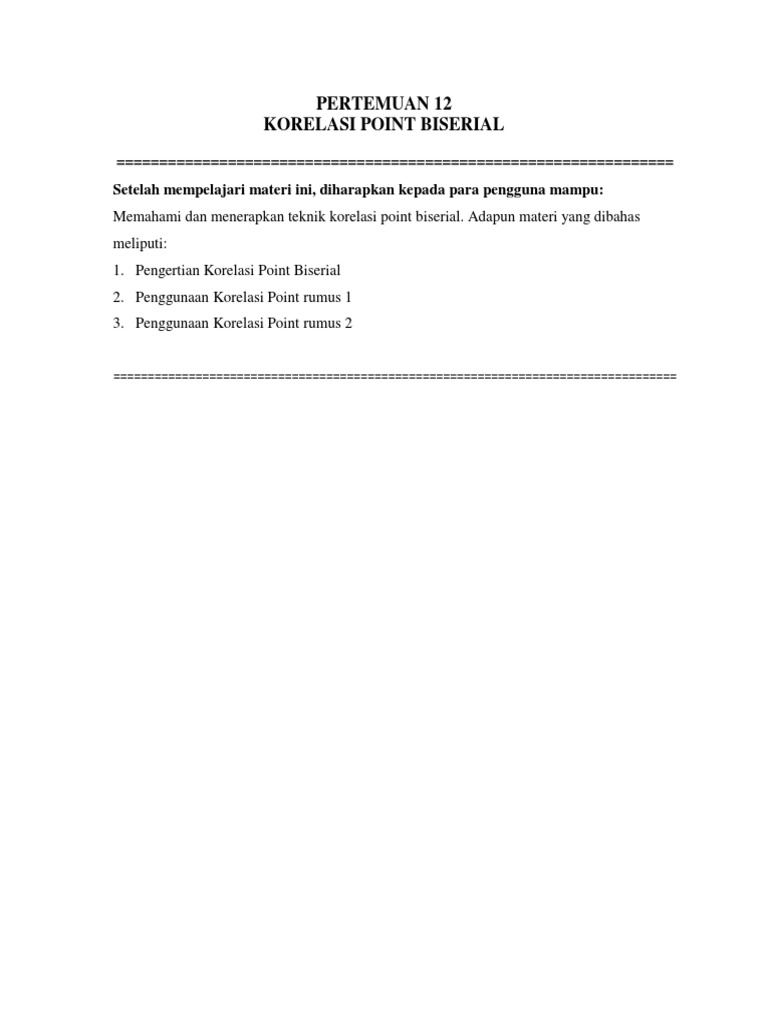 Korelasi Point Biserial dan Rumusnya | PDF