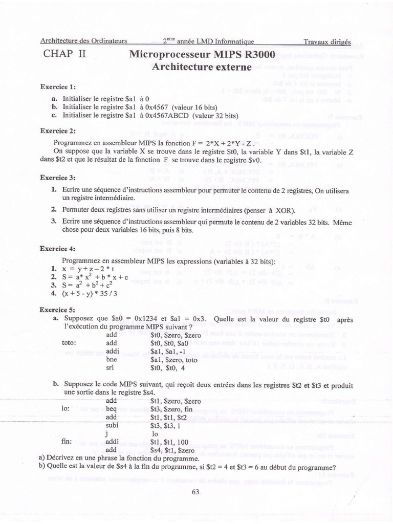 TD MIPS R3000 Autre Univ + Solution (Tchi Drive) | PDF