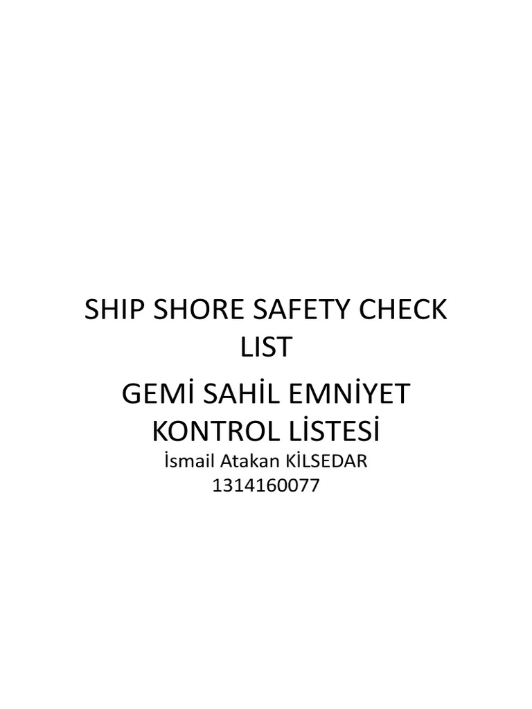 Ship Shore Safety Check List00 | PDF