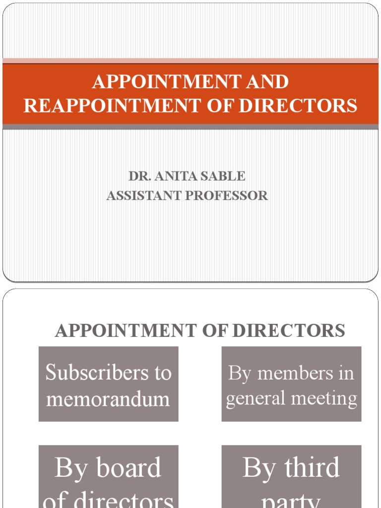 Appointment of Directors | Download Free PDF | Board Of Directors | Justice