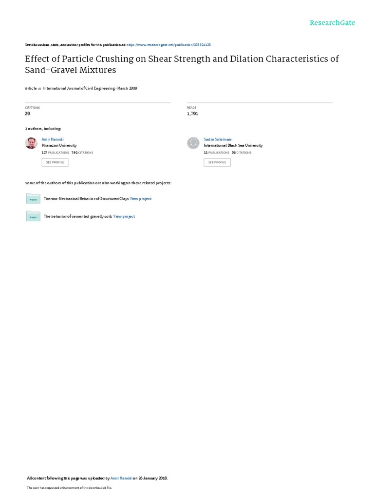 Effect of Particle Crushing On Shear Strength and | PDF | Density | Sand