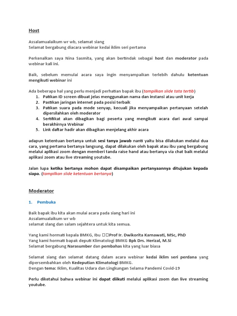 Draft Host Dan Moderator Webinar | PDF