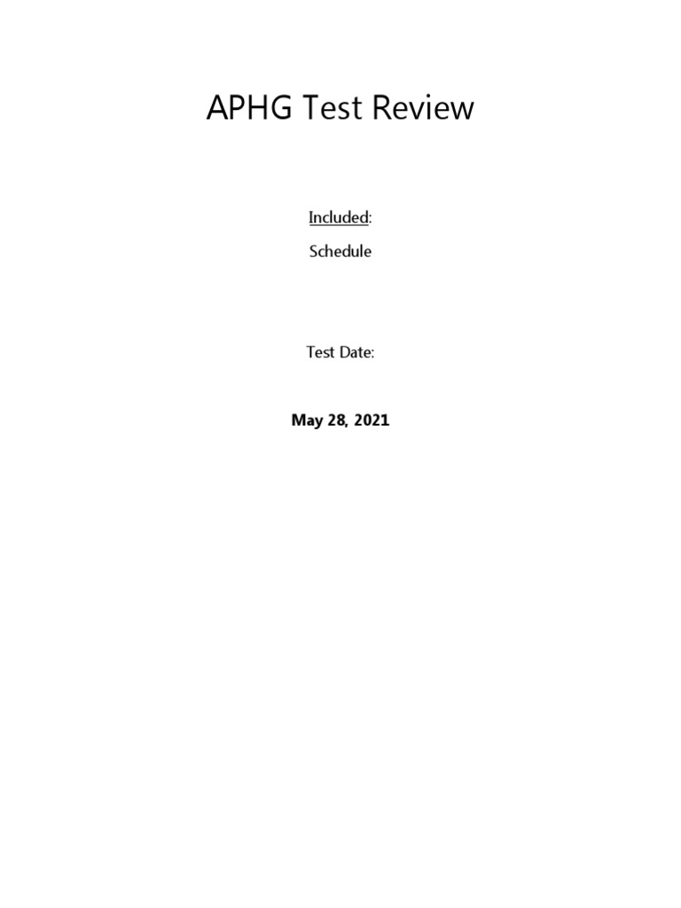 APHG Test Review: Included: Schedule | PDF | Geography | Test (Assessment)