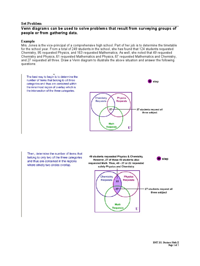 Venn Diagram Problem Solving | PDF | Lunch | Teaching Mathematics