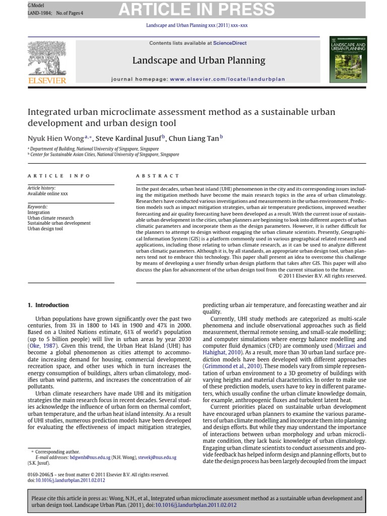 Integrated Urban Microclimate Assessment Method As A Sustainable Urban ...