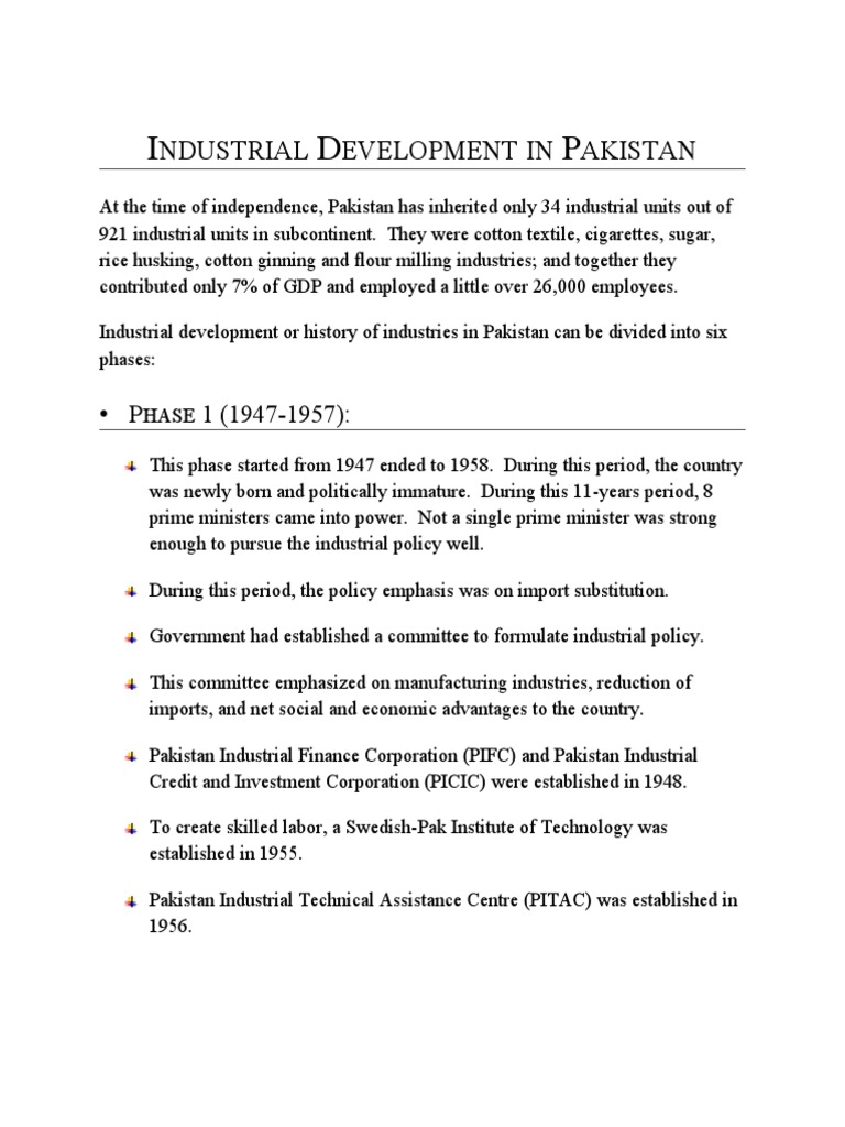 Industrial Development in Pakistan | PDF | Pakistan | Economic Growth