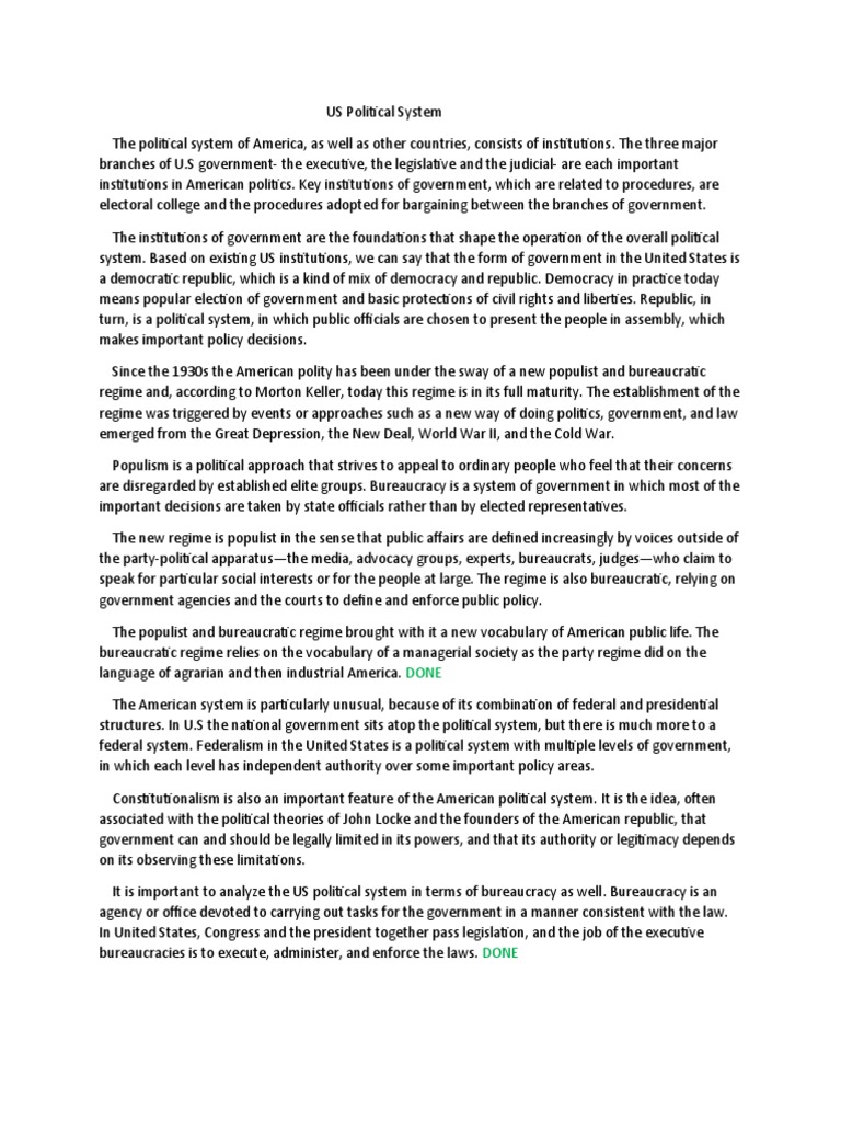 US Political System | PDF | U.S. State | Federal Government Of The ...
