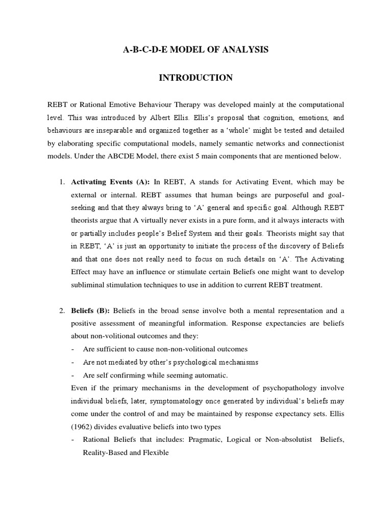 ABCDE Analysis | PDF | Rational Emotive Behavior Therapy | Human Nature