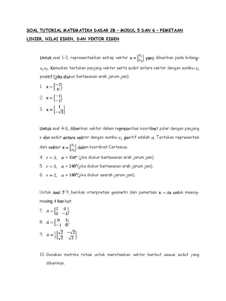Tutorial Matdas 2B - Modul 5 Dan 6 - Pemetaan Linier, Nilai Eigen, Dan ...