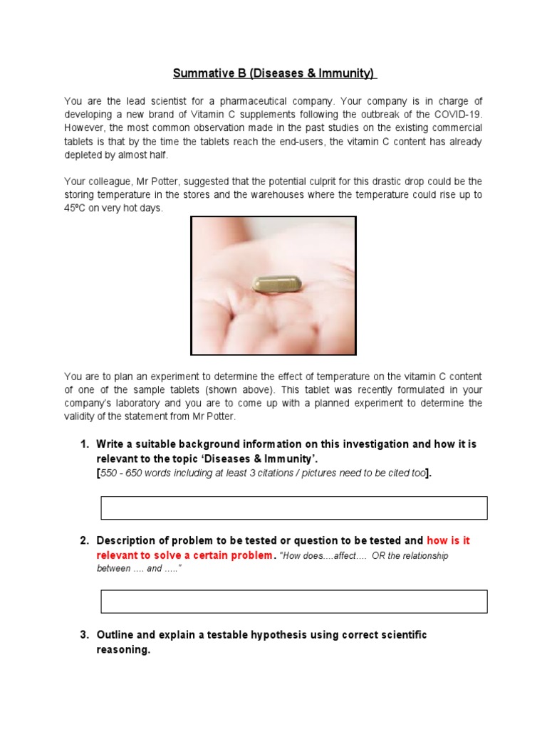 Summative B (Diseases & Immunity) : How Is It Relevant To Solve A ...