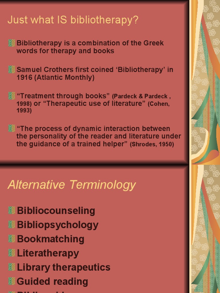 Bibliotherapy | PDF | School Counselor | Psychotherapy