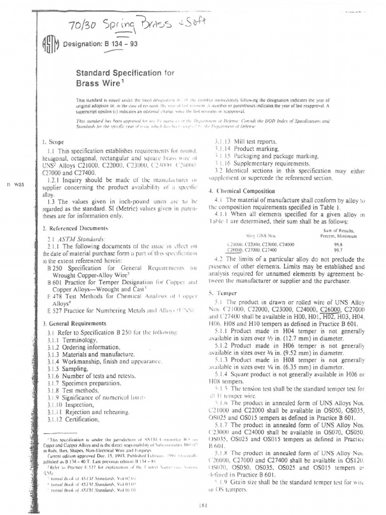 Astm B 134 Brass | PDF
