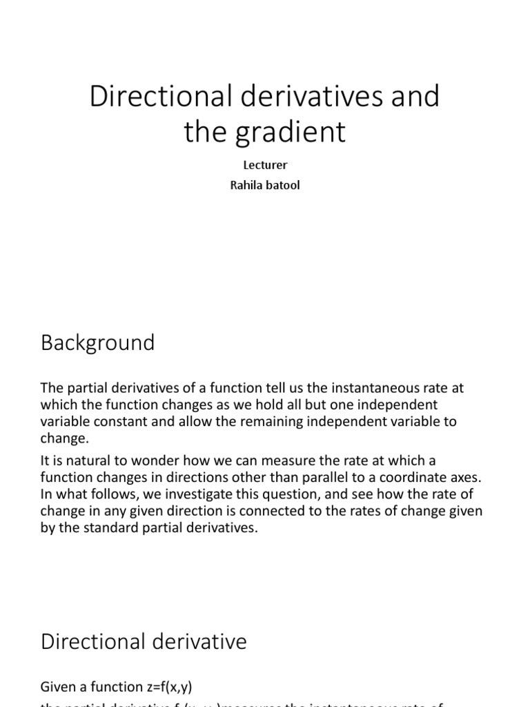 Directional Derivatives and The Gradient | PDF | Derivative | Gradient