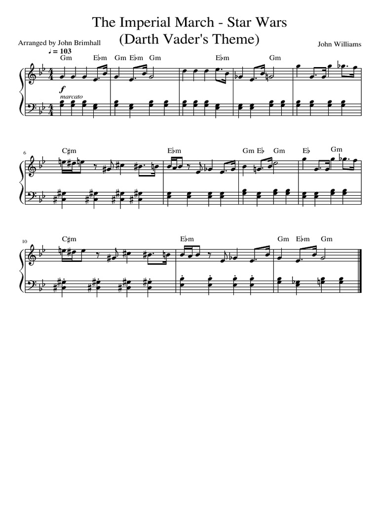 The Imperial March - Star Wars (Darth Vader's Theme) | PDF