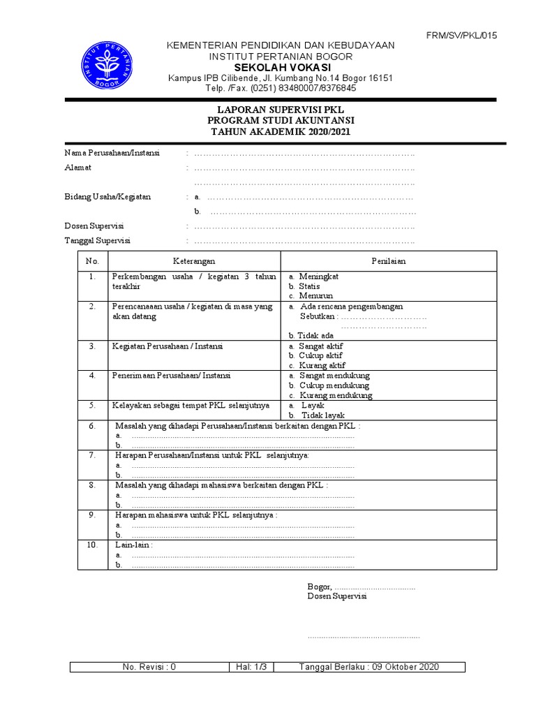 Form Supervisi | PDF