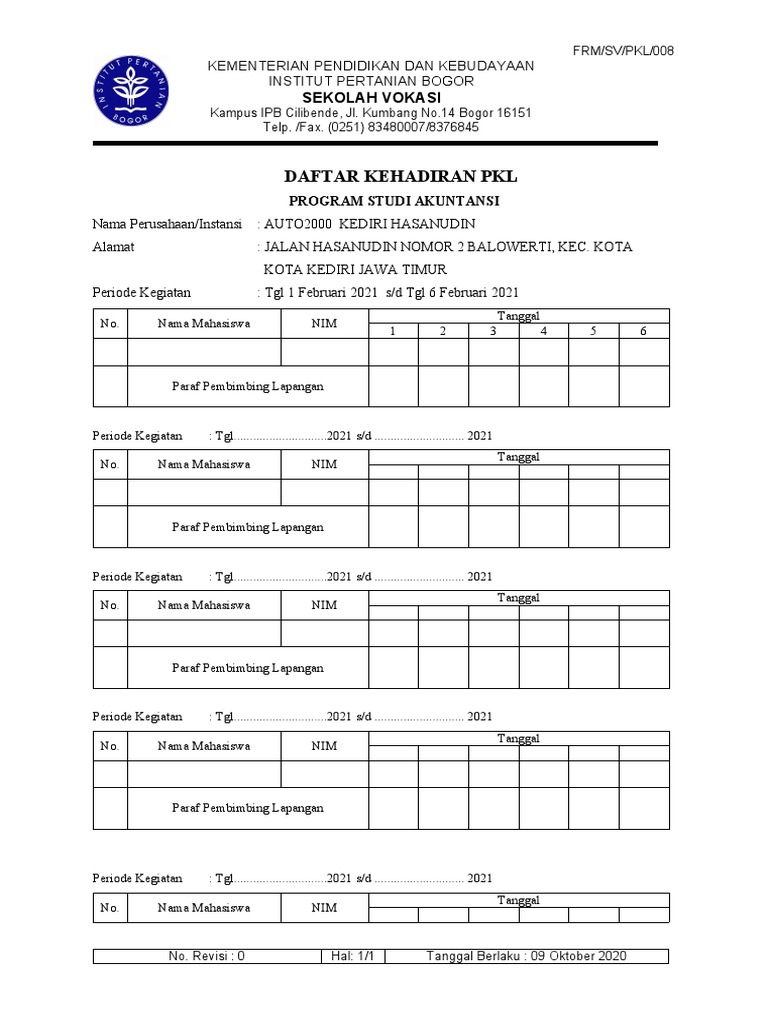 Daftar Kehadiran PKL | PDF | Seni