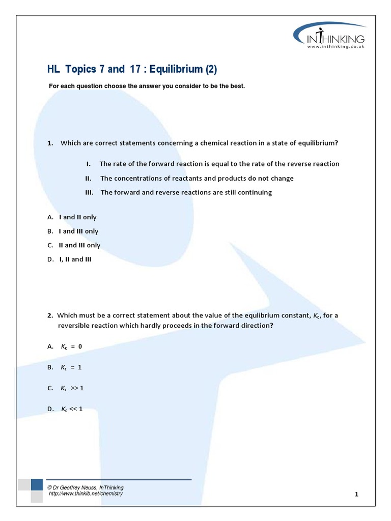 HL Topic 7 17 Equilibrium | PDF | Chemical Equilibrium | Chemical Reactions