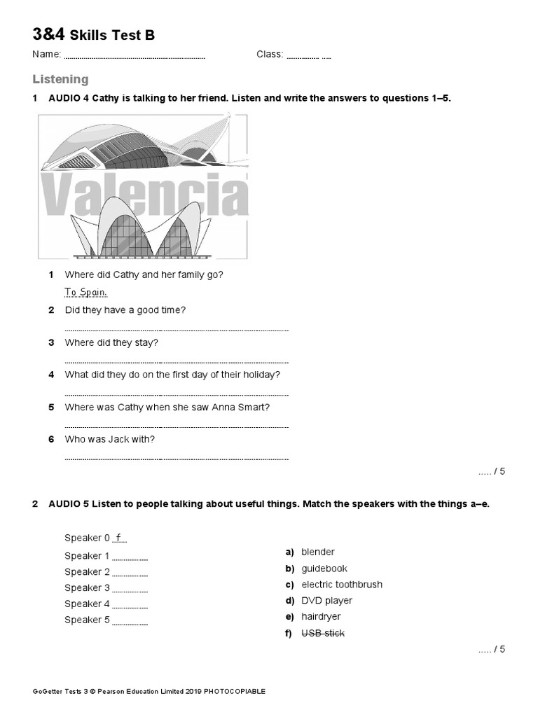 Skills Tests 3-4 B | PDF