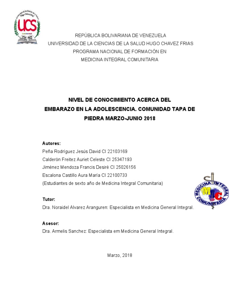 Proyecto Embarazo Adolescente | PDF | Embarazo en la adolescencia | Adolescencia