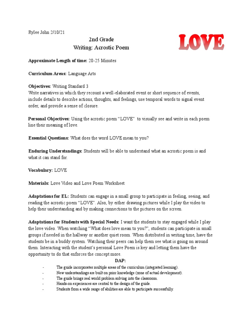 Second Grade Writing Lesson Plan 2 | PDF | Educational Psychology ...